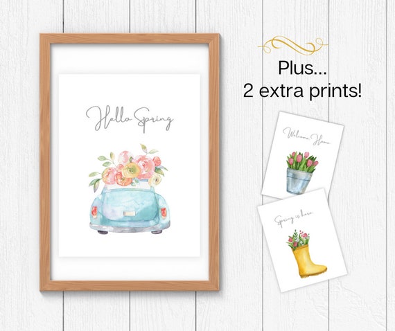 Spring Wall Art Prints Hello Spring Print Spring Digital | Etsy