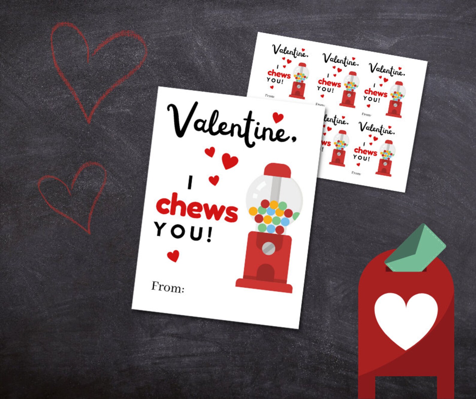 Valentines Day Cards Printable Kids Valentines Gumball Valentines Funny ...