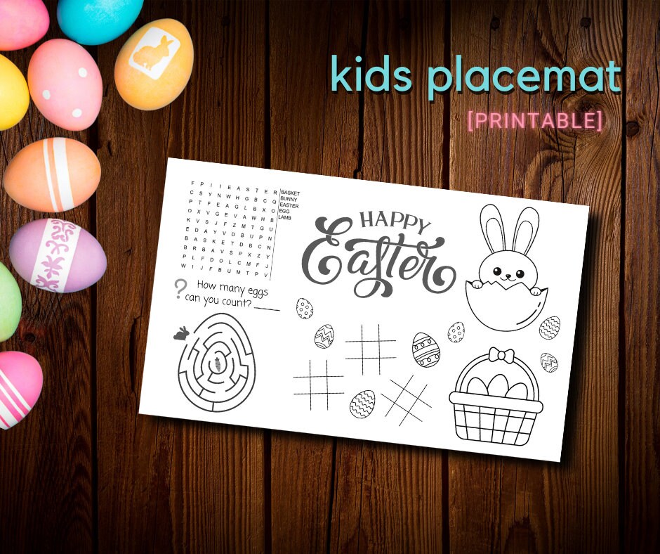 Easter Kids Placements Printable | Kids Placemat Printable | Kids ...