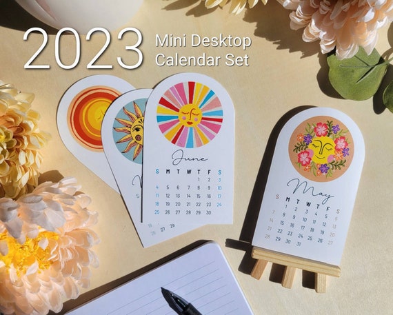 2023 Mini Desktop Calendar With Easel Original Artwork - Etsy