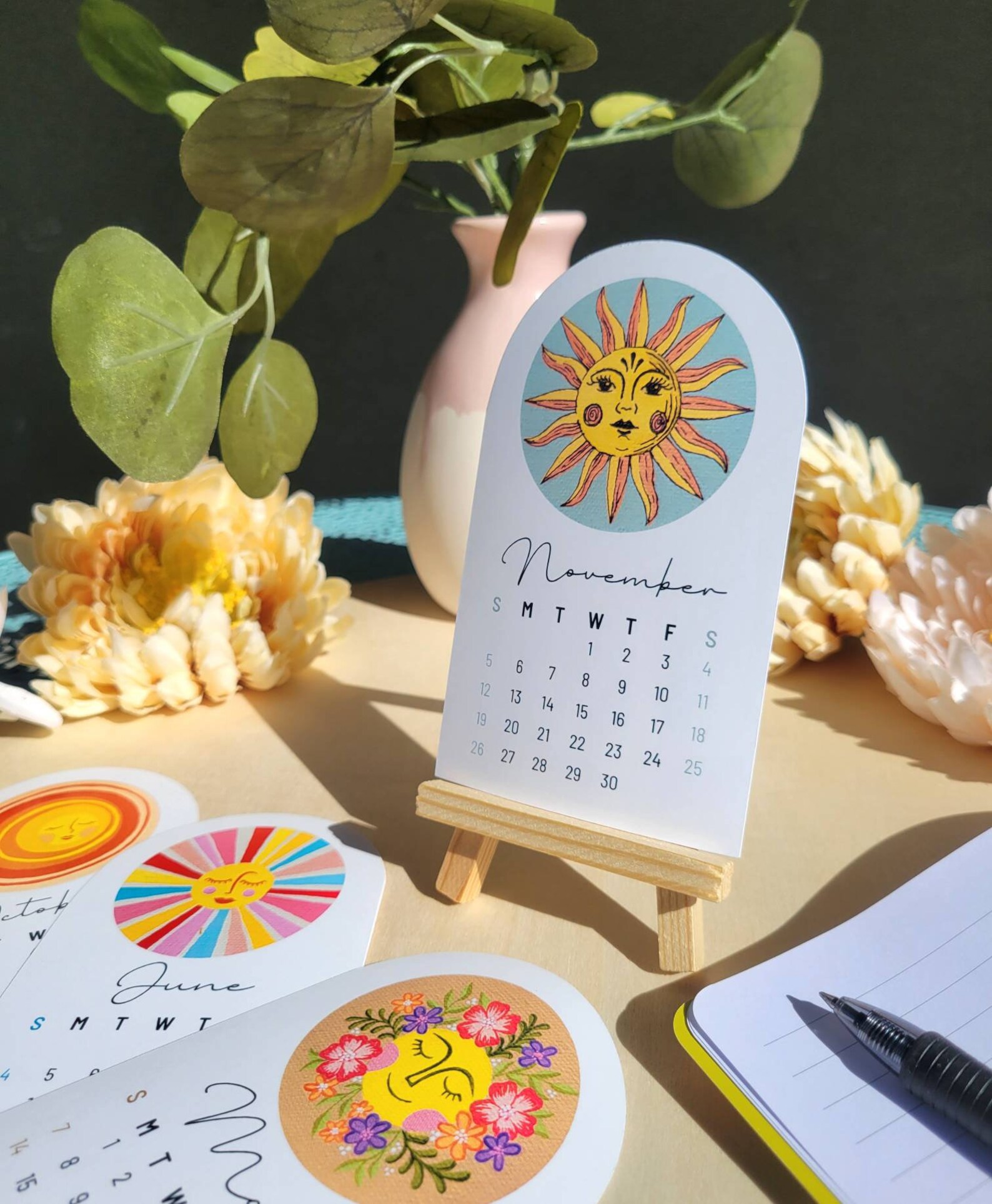 2023 Mini Desktop Calendar With Easel Original Artwork - Etsy