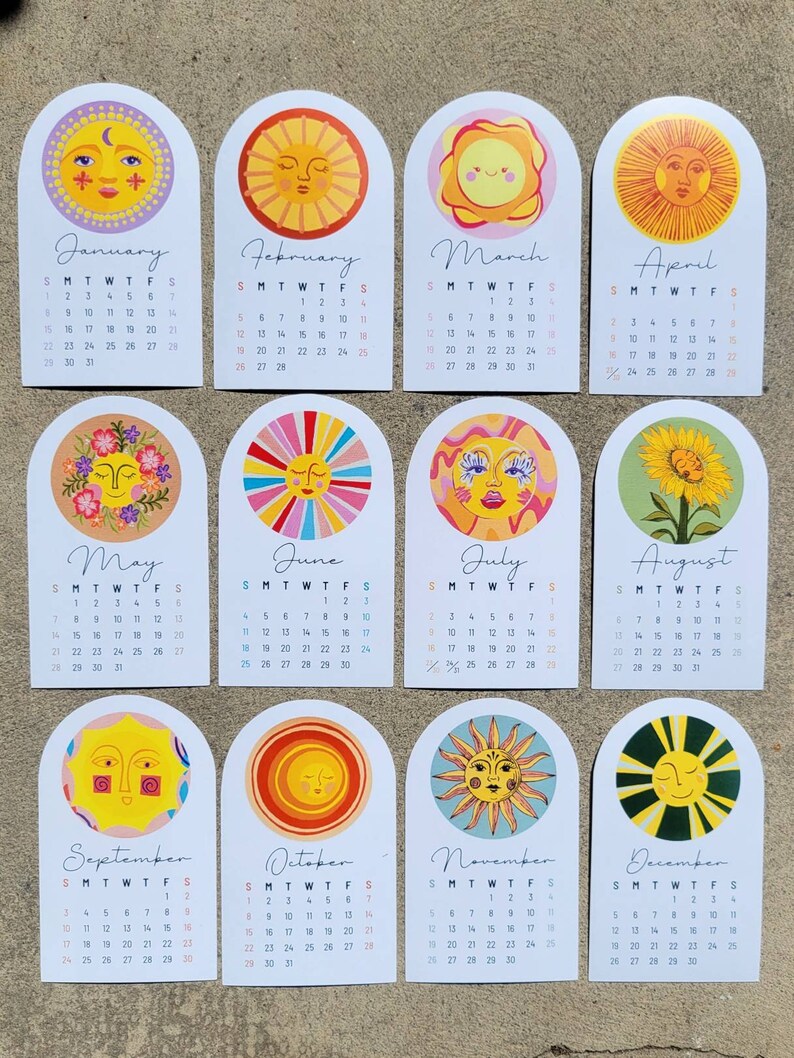 2023 Mini Desktop Calendar With Easel Original Artwork - Etsy