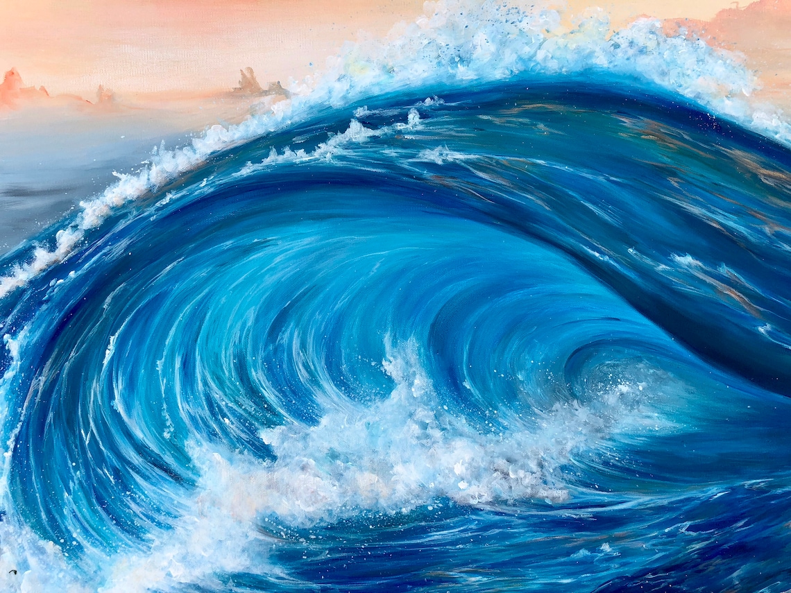 Original Acrylic Wave Painting Ocean Painting Water Painting Beach ...