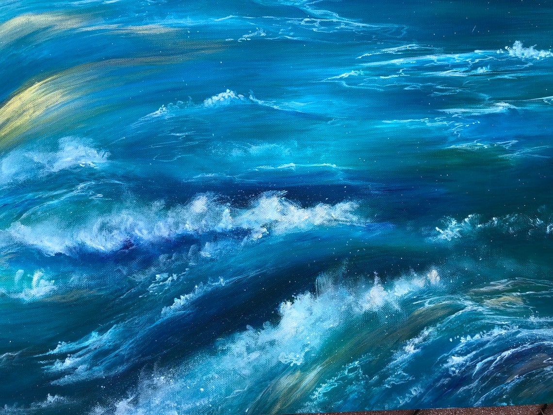 Original Acrylic Wave Painting Ocean Painting Water Painting Beach ...