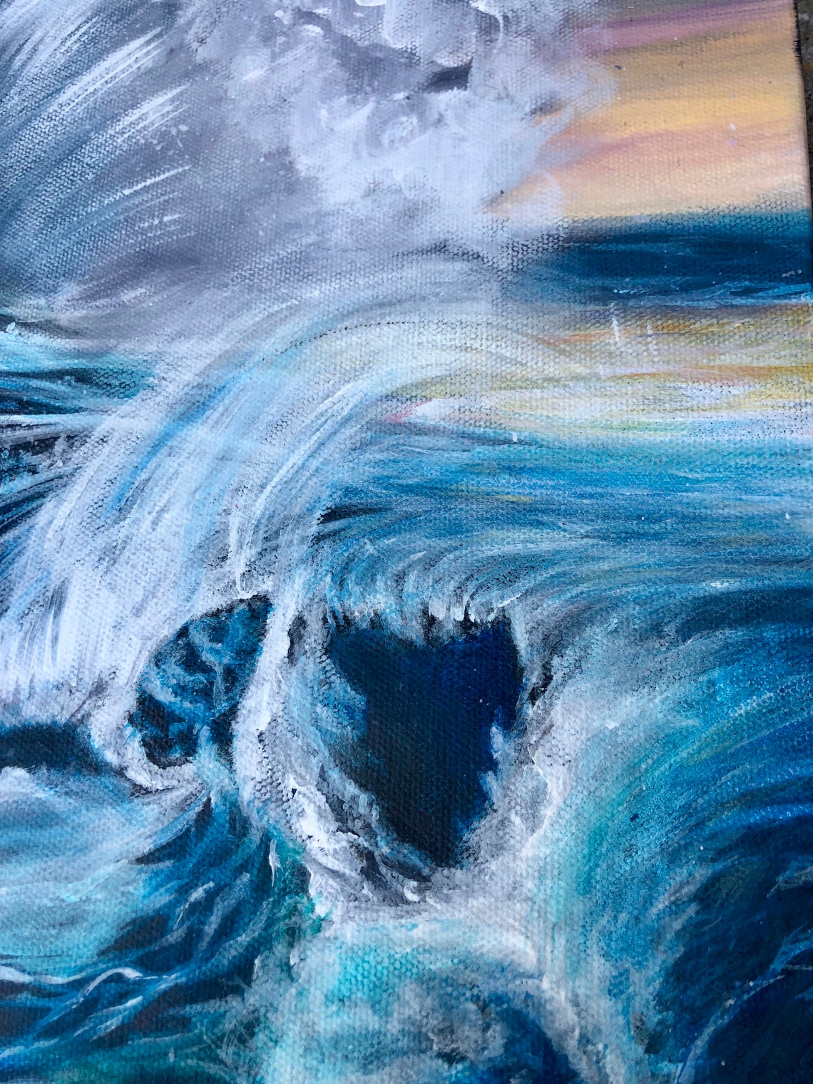 Original Acrylic Wave Painting; (ocean/ Water/beach/surfer/wave ...