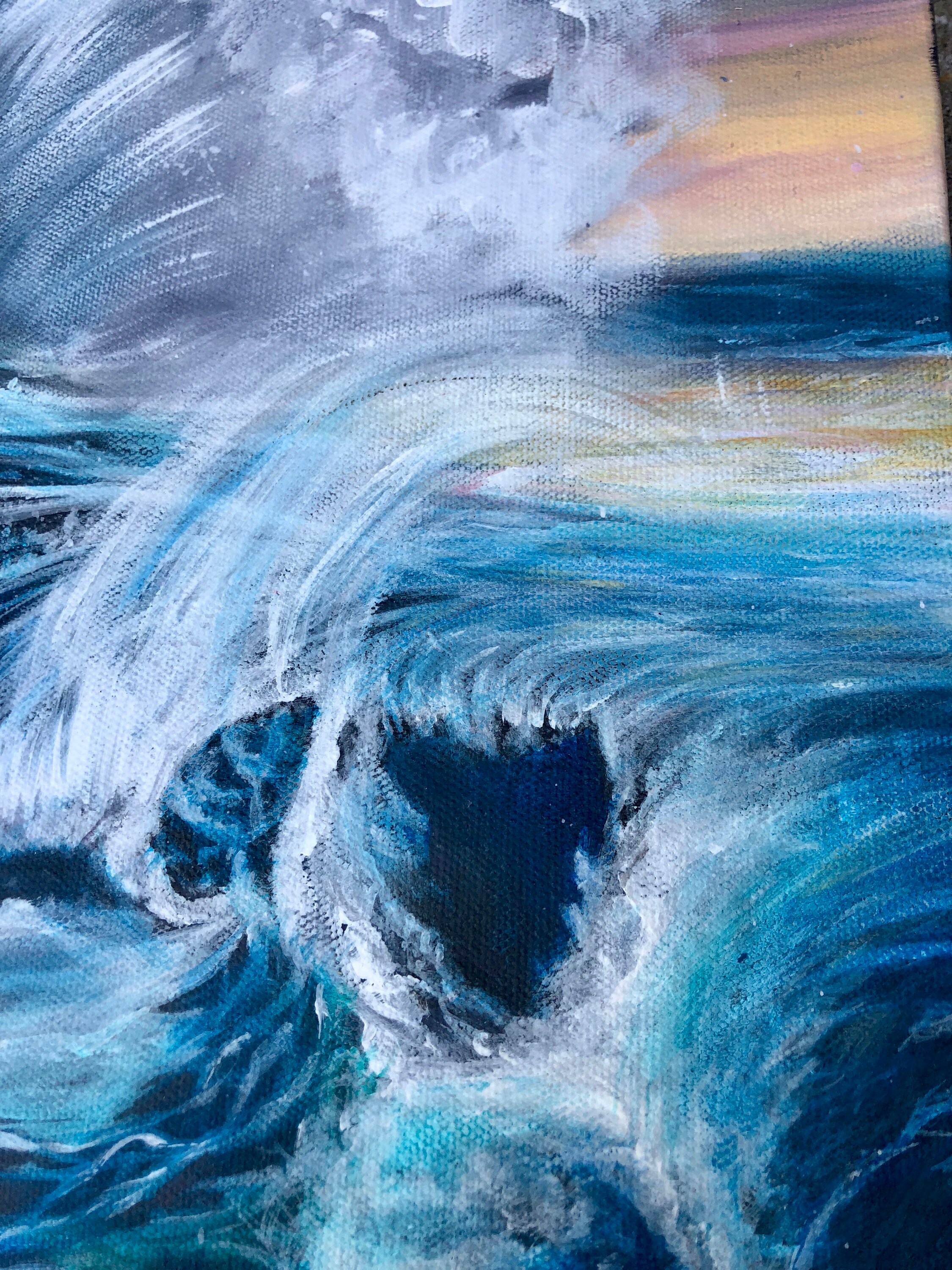 Original Acrylic Wave Painting; (ocean/ Water/beach/surfer/wave ...