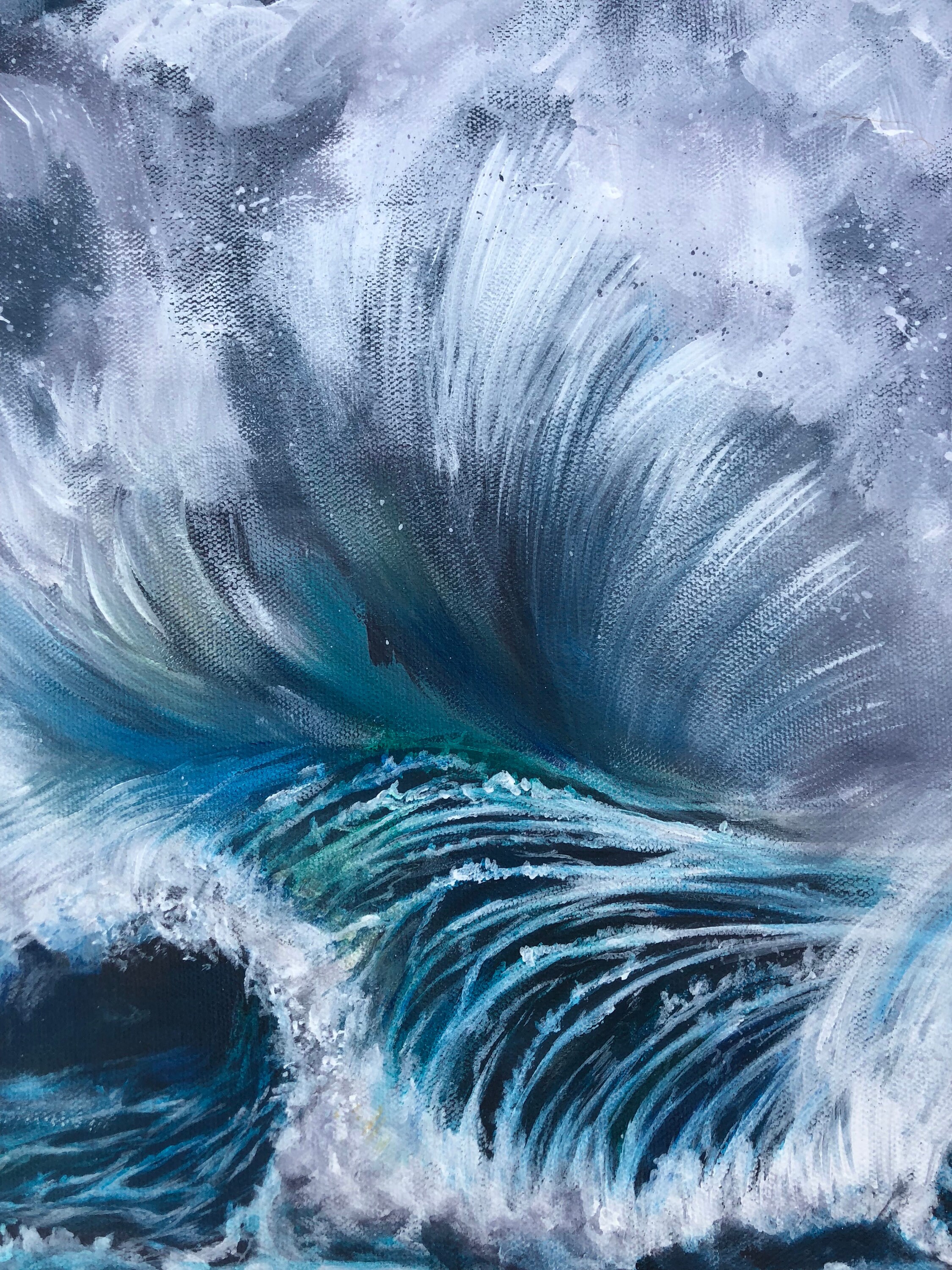 Original Acrylic Wave Painting; (ocean/ Water/beach/surfer/wave ...