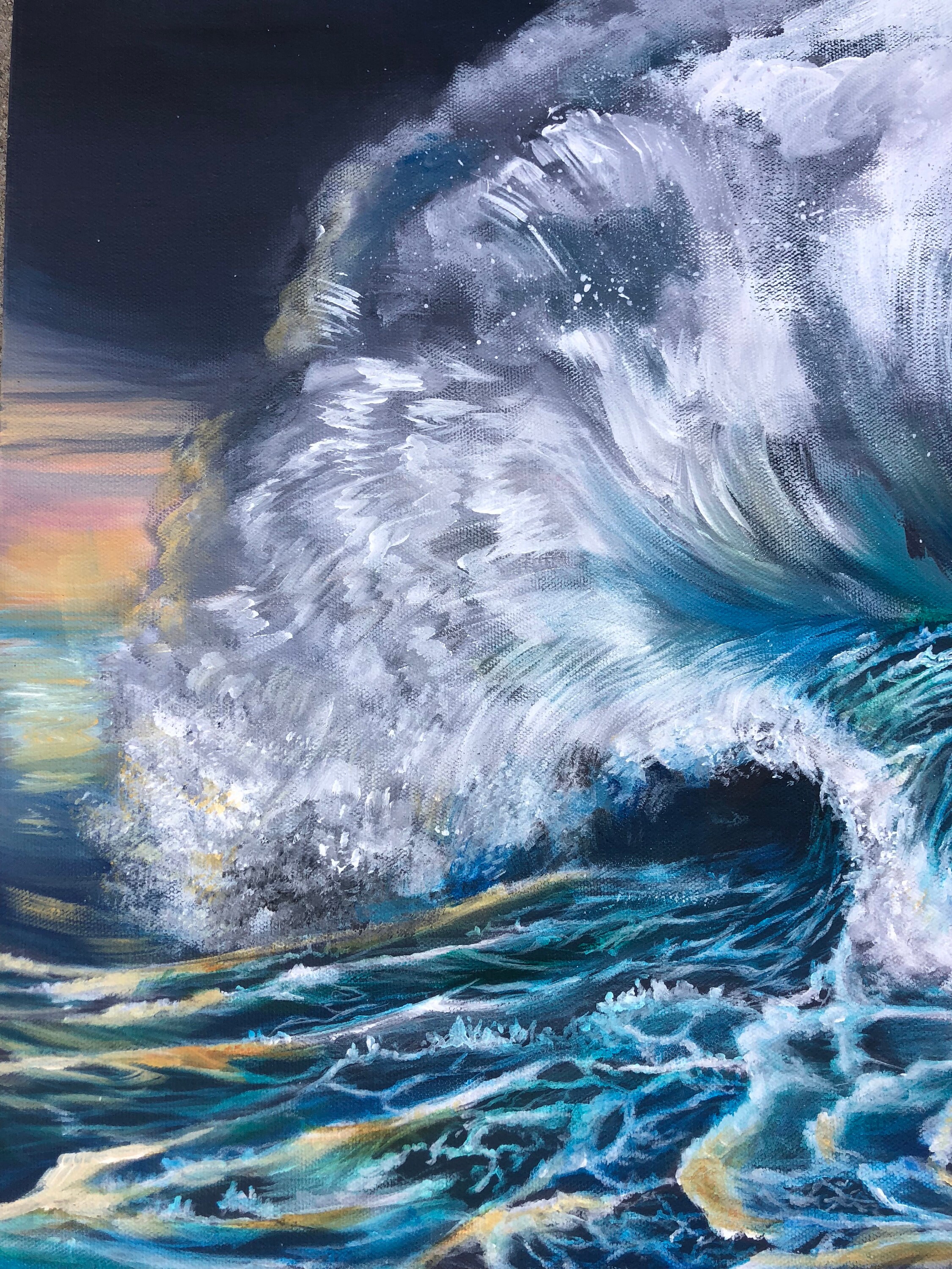 Original Acrylic Wave Painting; (ocean/ Water/beach/surfer/wave ...