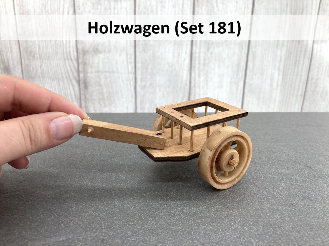 Miniature Wooden Wagon set 181 Gnome Wagon Mini Hay Wagon Mini Handcart ...