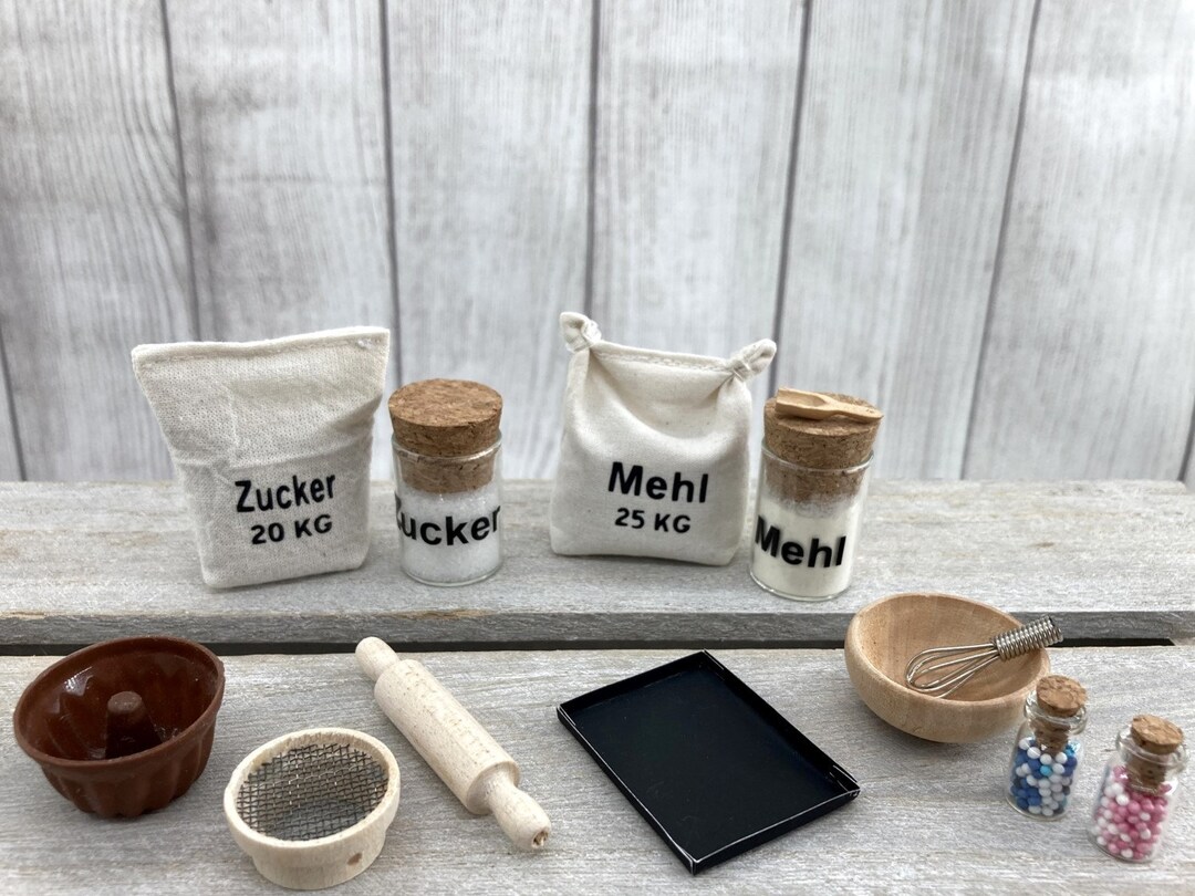 Großes Backset Set 337 Mini Mehl, Zucker, Wellholz Backutensilien ...