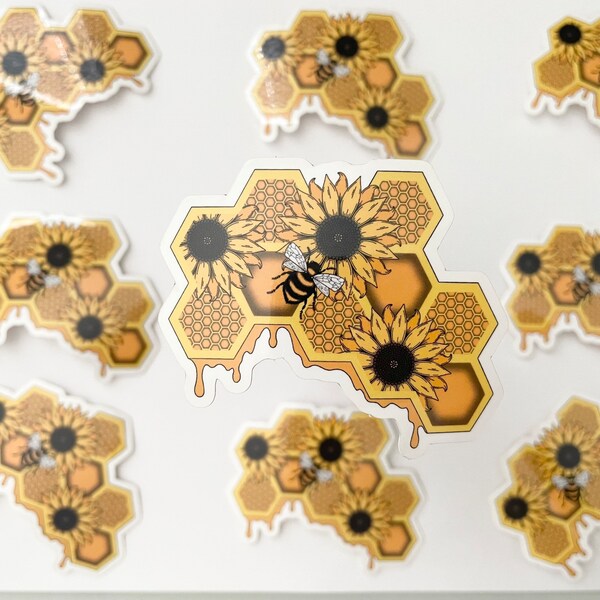 Sunflower Bee Sticker - Etsy
