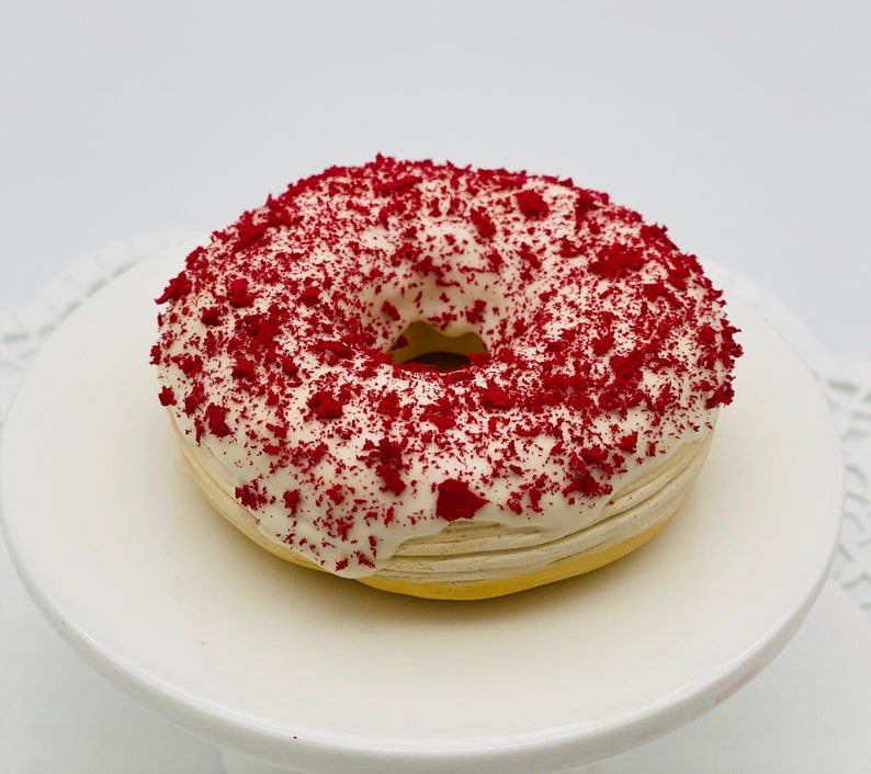 Faux Doughnut Fake Donuts Vanilla Glaze Grated Strawberry - Etsy