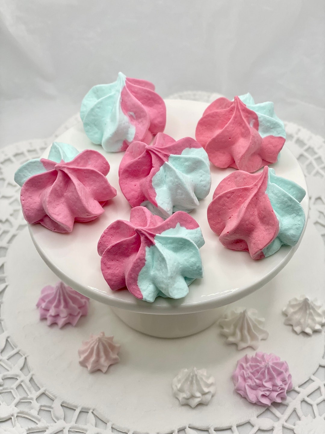 Fake Meringue Set of 6 Faux Meringue in Aquablue & Pink Colors Bakery ...