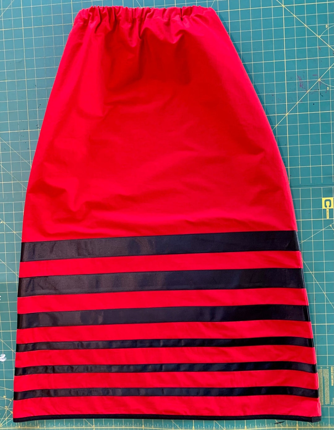 Native Red Ribbon Skirt With 6 Rows of Black Ribbons; Ready to Ship - Etsy