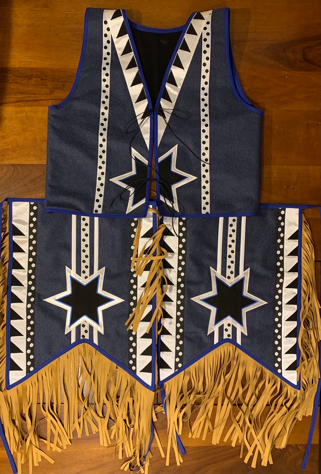 Native American Men’s Traditional Regalia; 3 Pieces; Vest and Front and ...