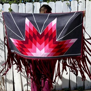 Native American Shawl; Fringed Shawl; Handmade; Rising Star Design; Native Dance Shawl; Ladies ...