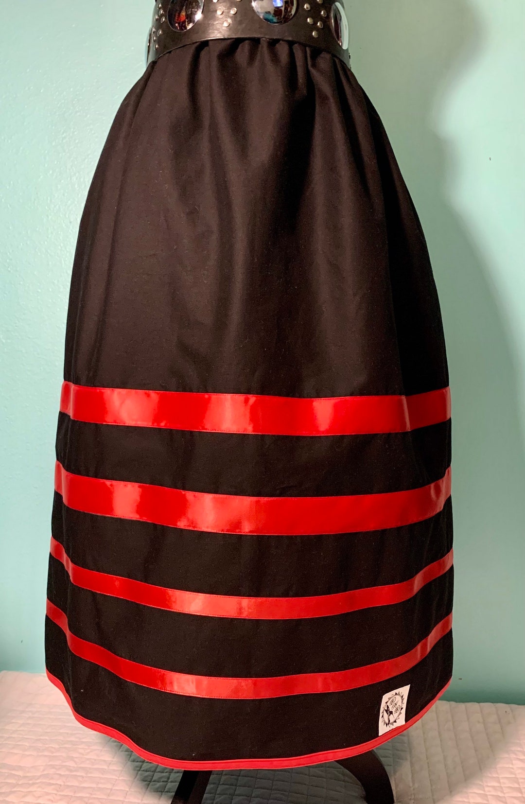 Black Ribbon Skirt With Red Ribbons - Etsy