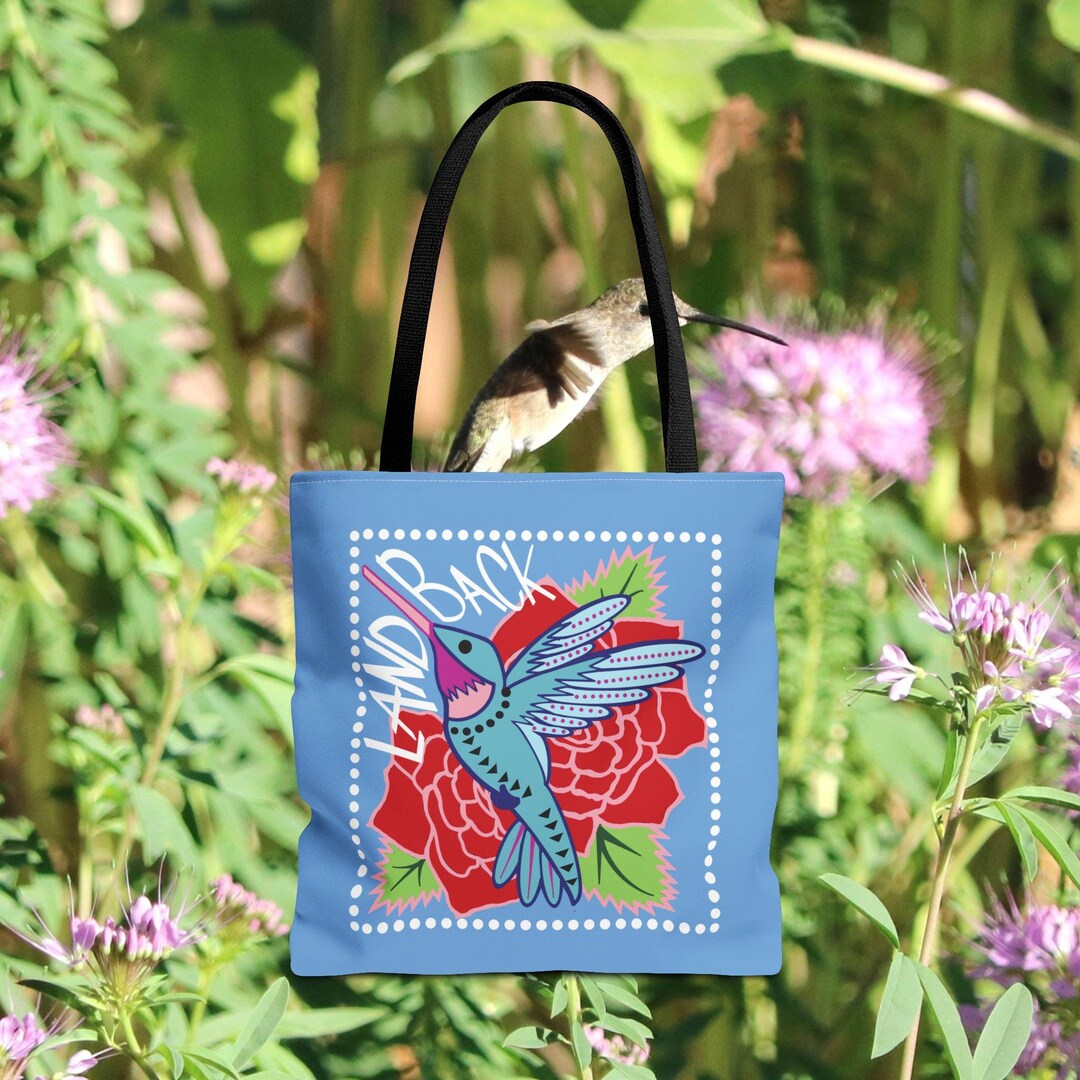 Light Blue Land Back Tote Bag - Indigenous Rights, Shoulder Bag, Native ...