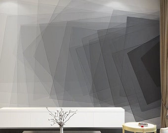 Hand Painted Grey Bare Trees Wallpaper Wall Mural Simple Grey - Etsy