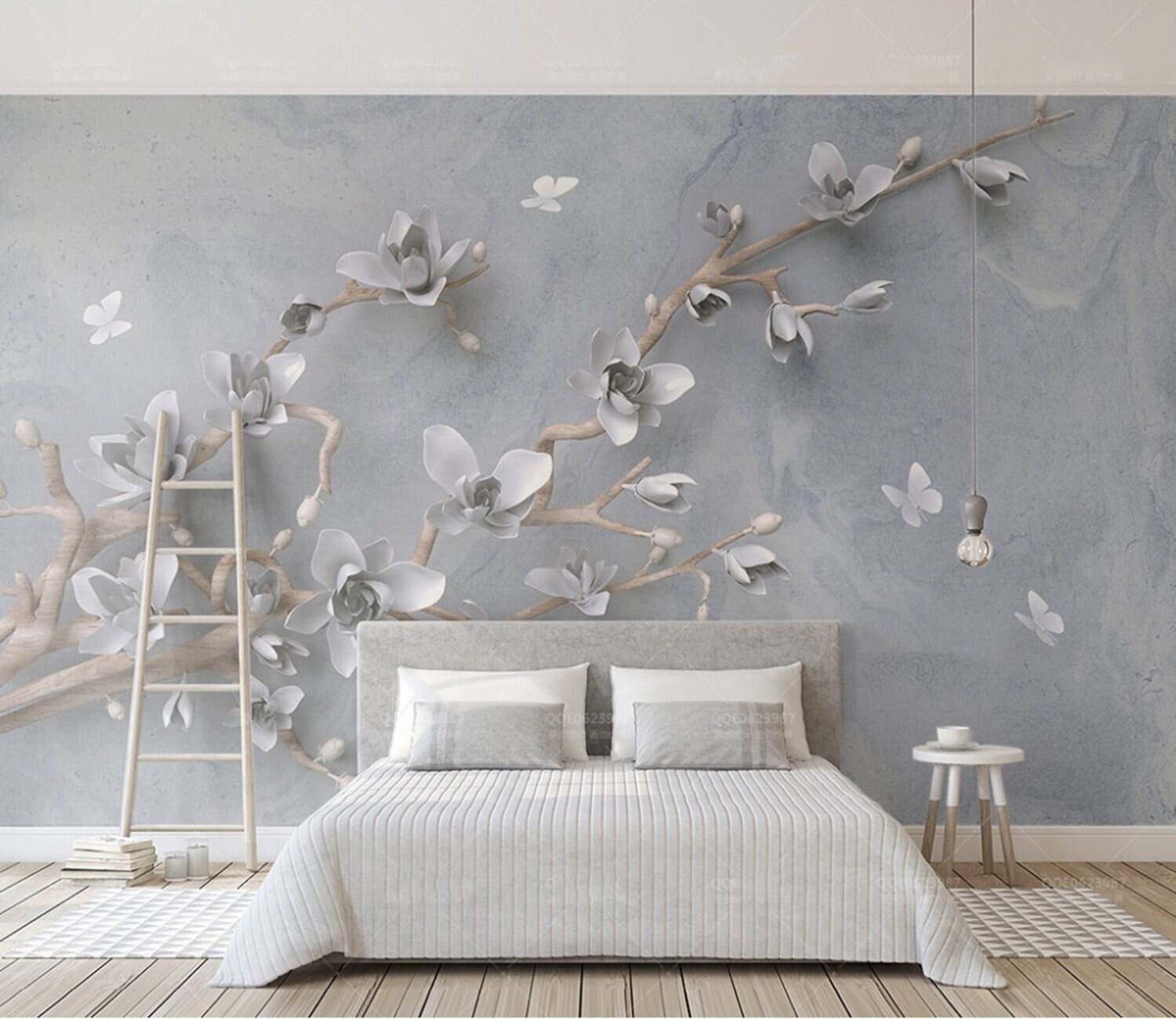 Floral Wall Papers Custom 3D Embossed Flower Wallpaper - Etsy