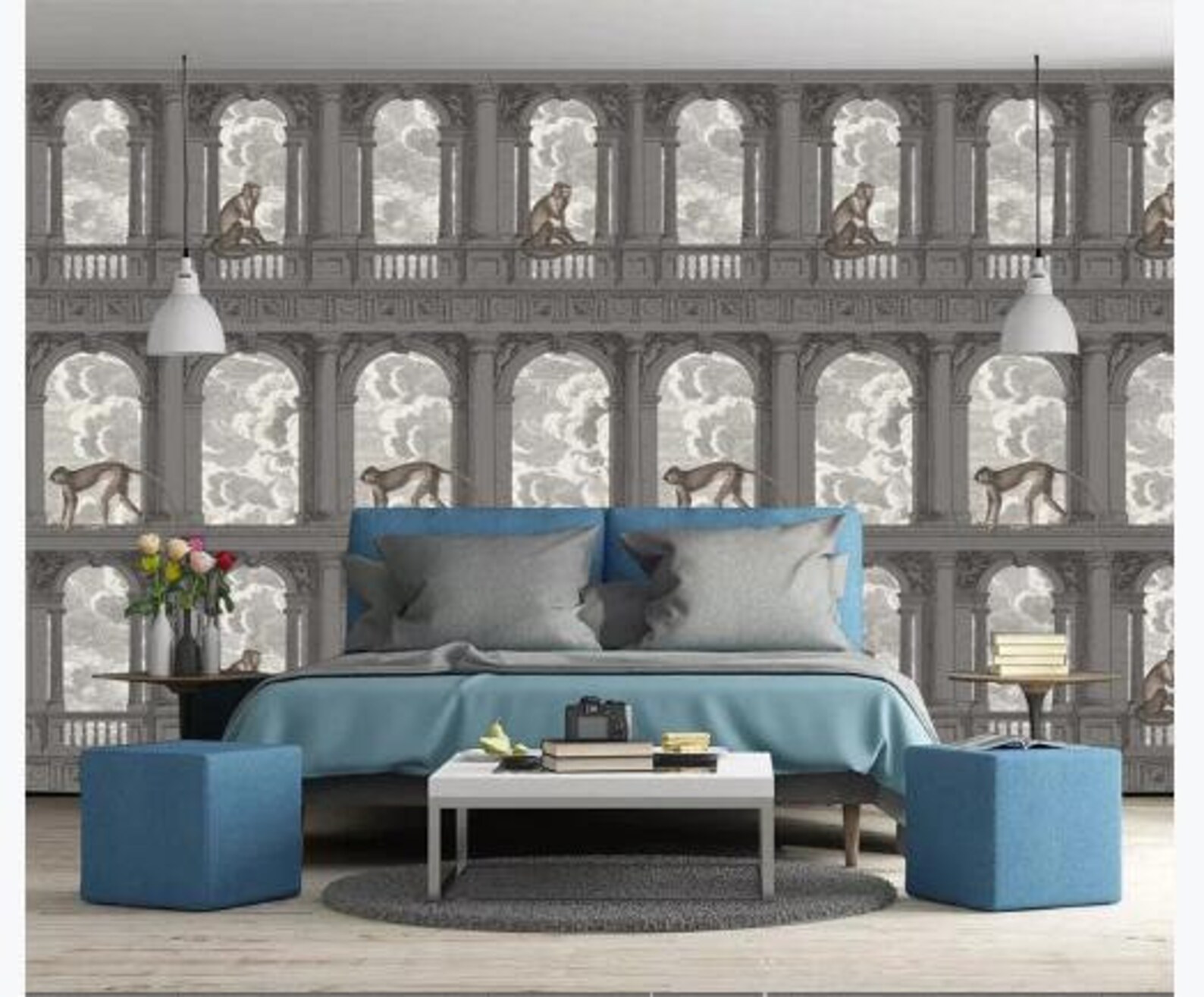 Retro Middle Ages Old Buildings Wallpaper Wall Mural | Etsy