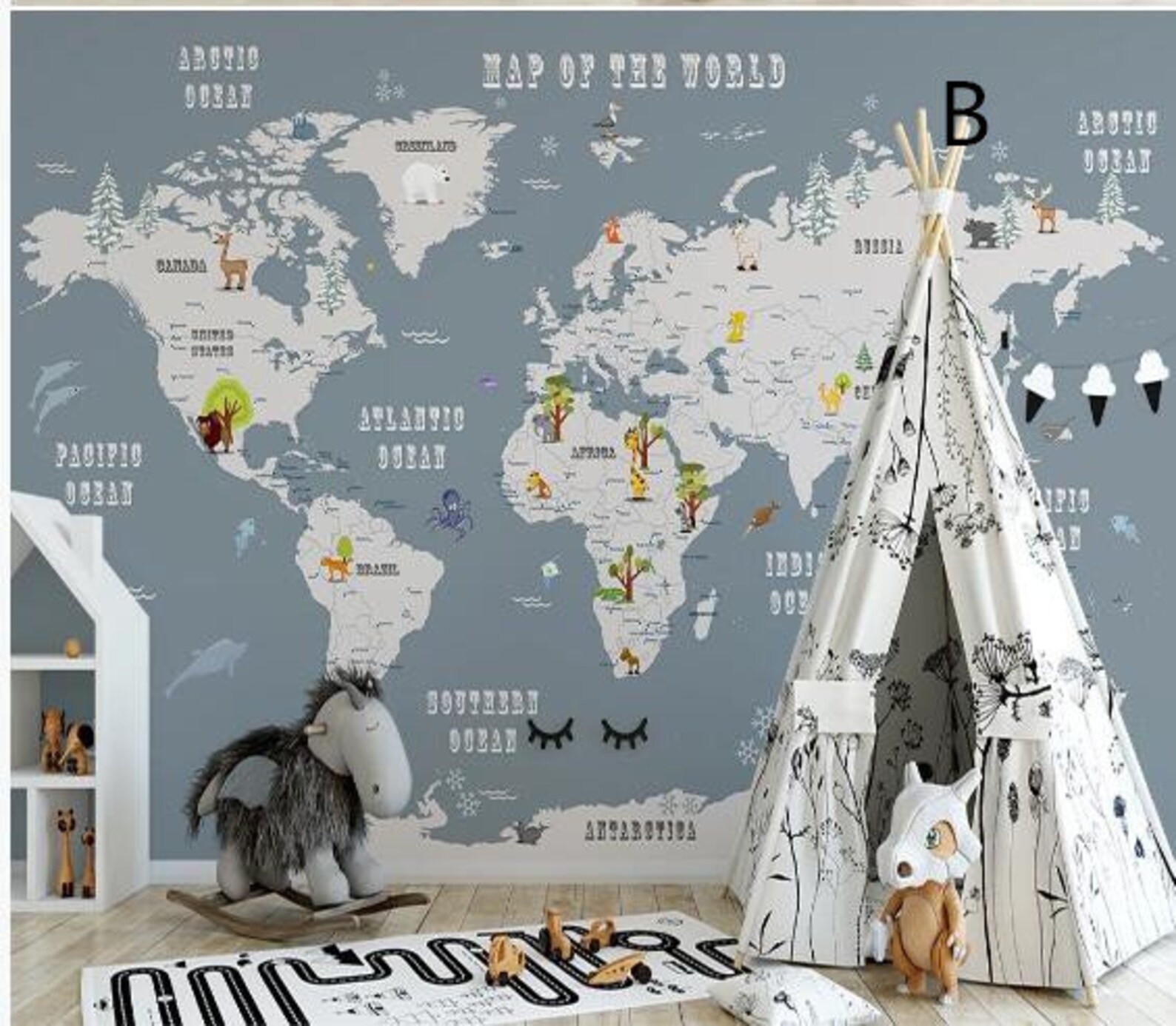 Cartoon World Map Wallpaper Animal Cartoon Map Wall Mural - Etsy