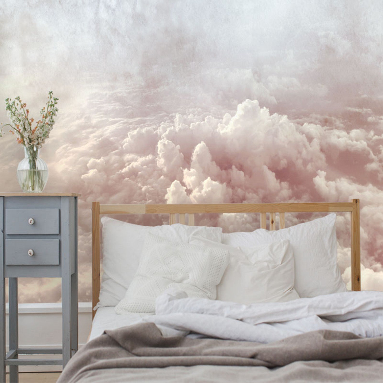 Hand Painted Abstract Clouds Wallpaper Wall Mural Rendering - Etsy