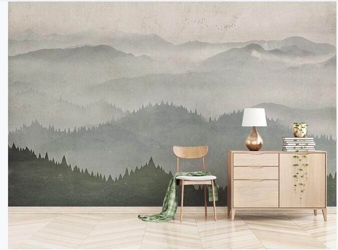 Ombre Mountains Geometry Wallpaper Geometric Mountains With - Etsy