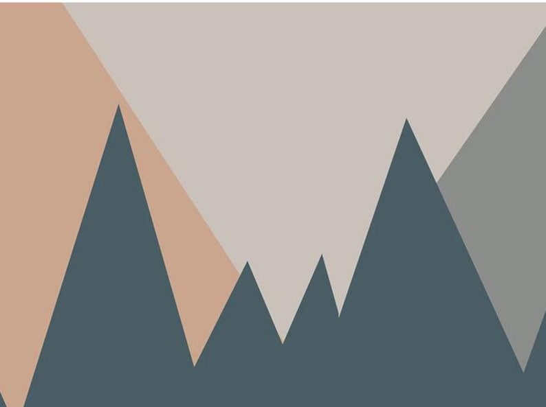 Triangle Geometry Mountains Nursery Wallpaper Trees Forest | Etsy
