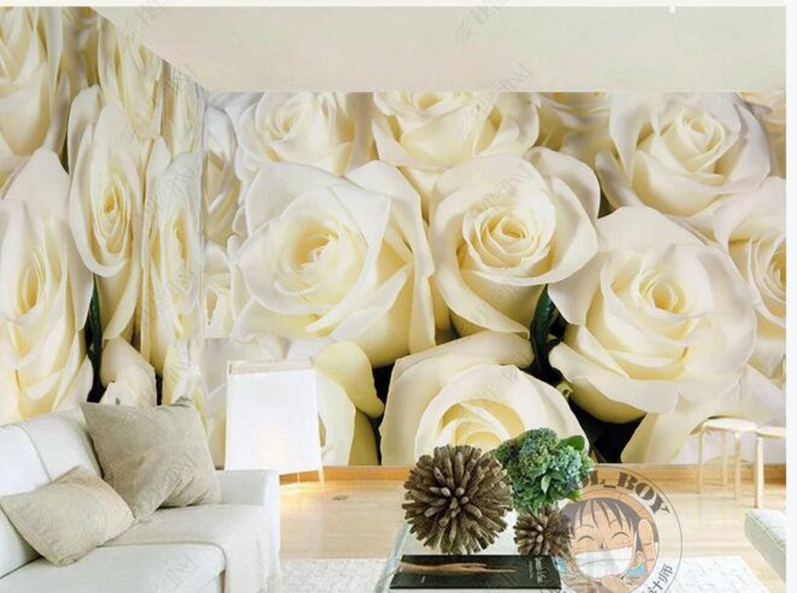 Custom Photo Mural Wallpaper Yellow Rose Flower Beautiful | Etsy