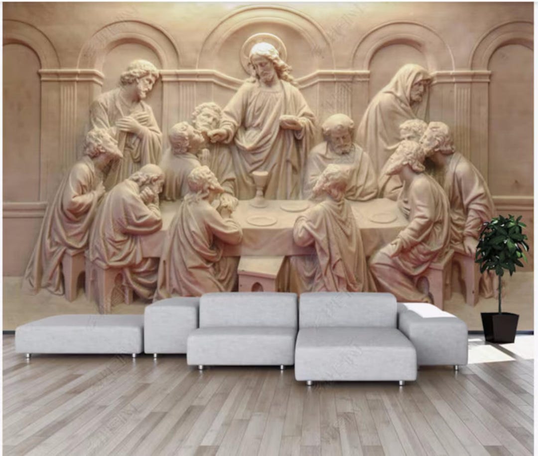 3D Relief Wallpaper, Last Supper Wall Murals Home Decor - Etsy