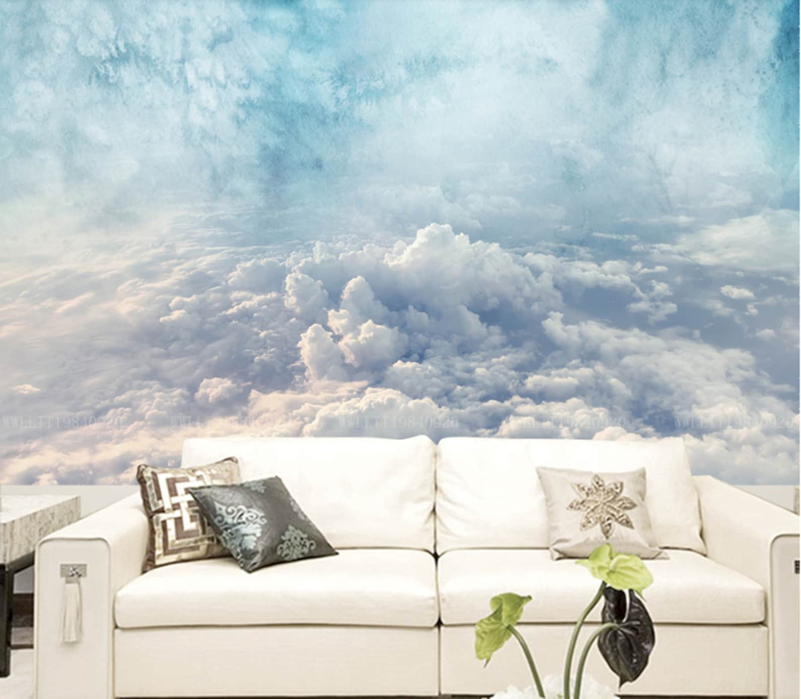 Hand Painted Abstract Clouds Wallpaper Wall Mural Rendering - Etsy