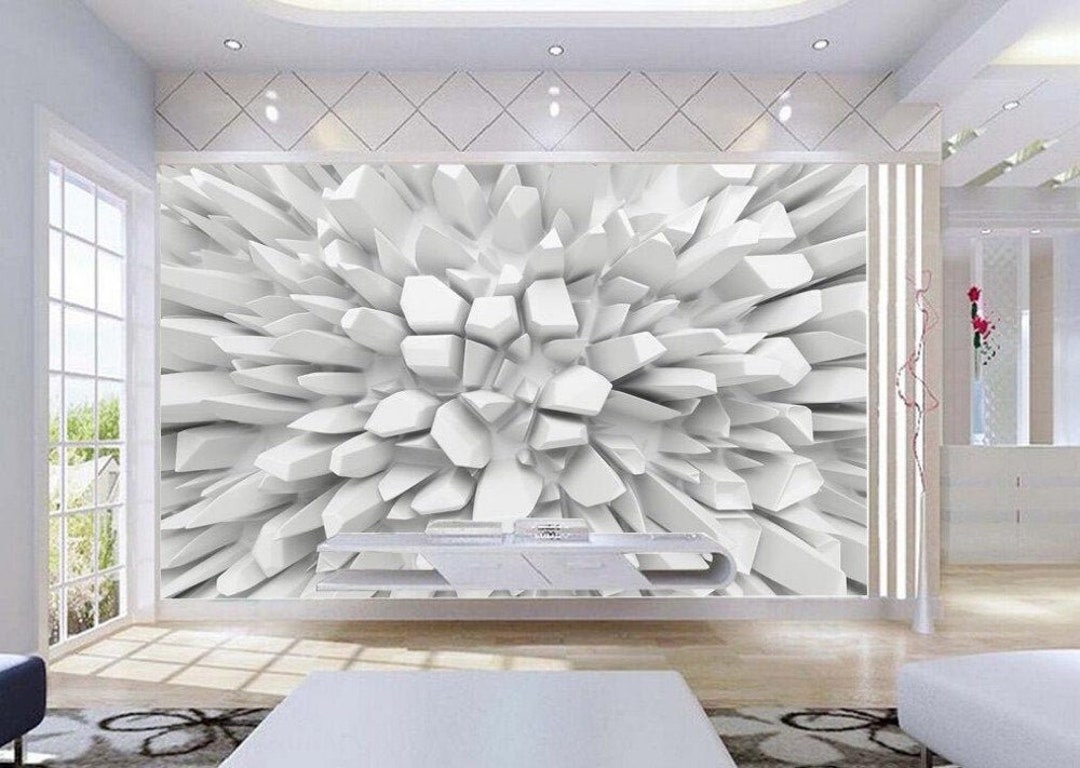 White 3d Radiant Stone Photo Wallpaper Custom Wall Mural Modern Art ...