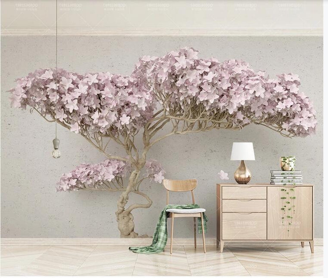 Custom Any Size Mural Wallpaper Modern Purple Tree Photo Wall | Etsy