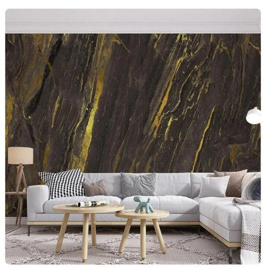 Gold Thread Rock Marble Wallpaper Wall Mural Wall Decor for - Etsy
