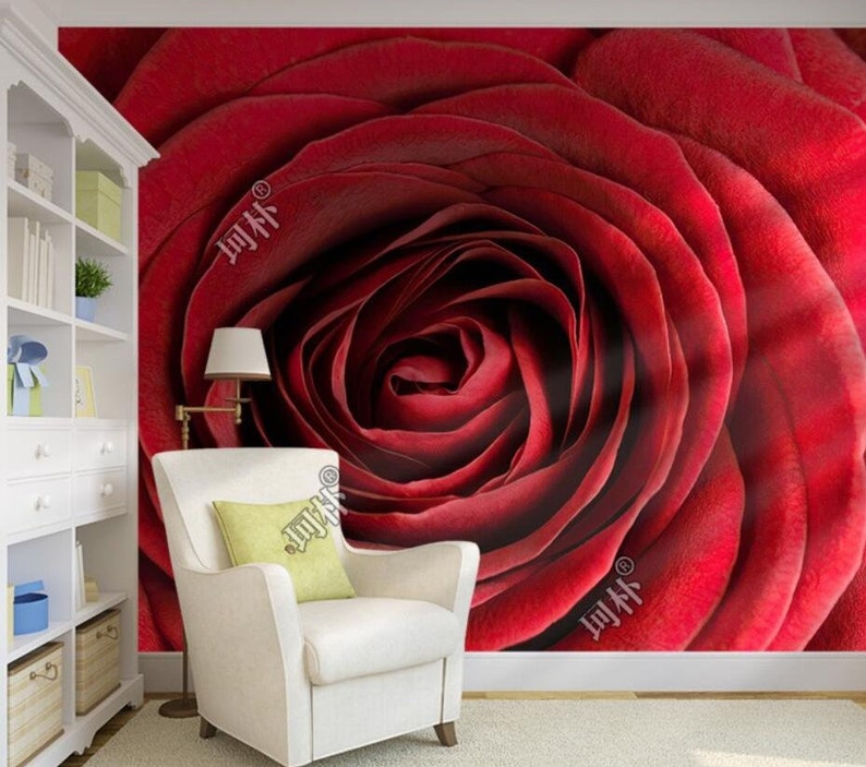 3D Big Red Rose Flower Wallpaper Wall Murals Home Decor - Etsy