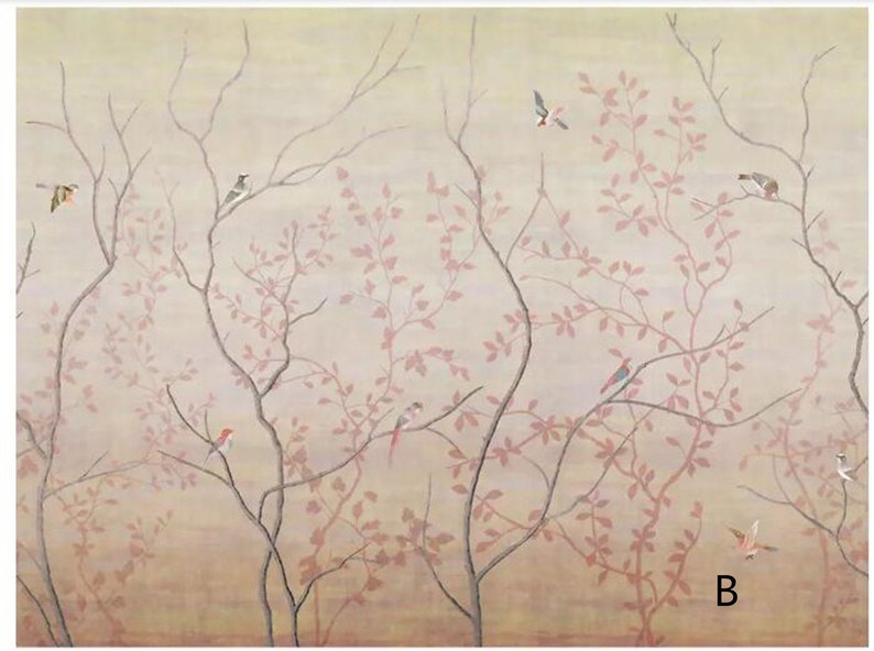 Chinoiserie Mural Tree Branch Wallpaper Home Decor Wall | Etsy