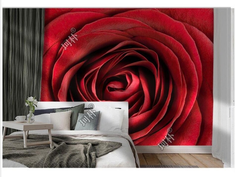 3D Big Red Rose Flower Wallpaper Wall Murals Home Decor - Etsy
