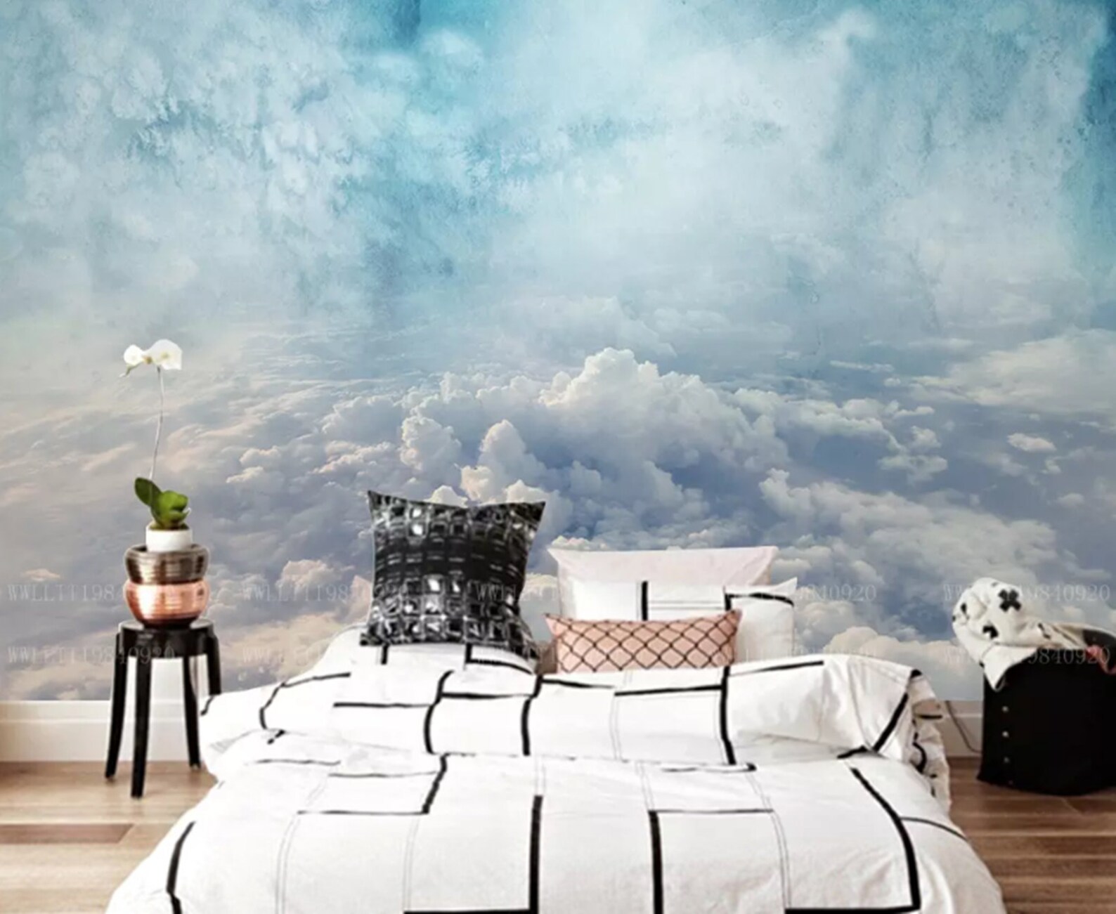 Hand Painted Abstract Clouds Wallpaper Wall Mural Rendering - Etsy