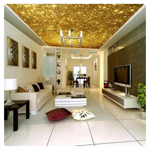 Gold Particles Ceiling Wallpaper Wall Mural Hotel Restaurant Living ...