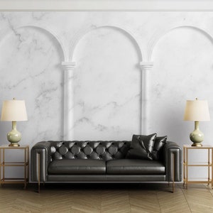 3D Roman Style Wallpaper, Simple Marble Roman Column Wall Murals Wall ...