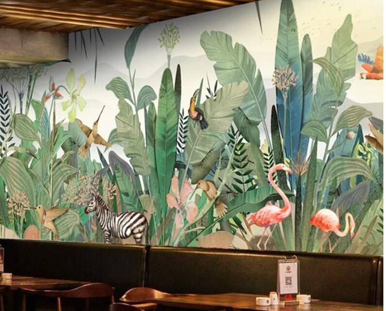 Custom Wall Mural Wallpaper Southeast Asia Style Retro Hand | Etsy