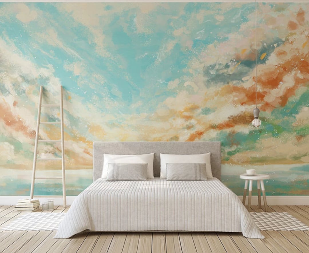 Rainbow Clouds Wallpaper Creative Clouds Wall Murals for - Etsy