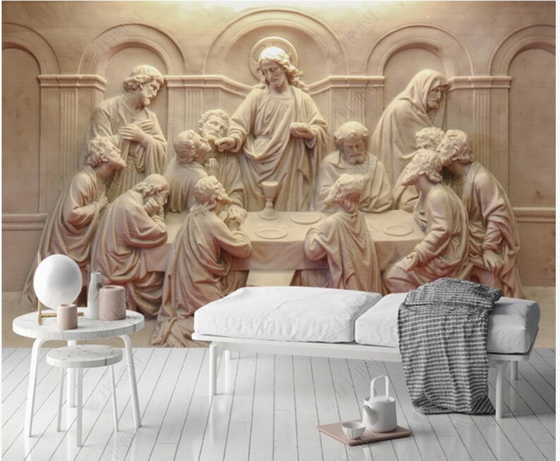 3D Relief Wallpaper, Last Supper Wall Murals Home Decor - Etsy