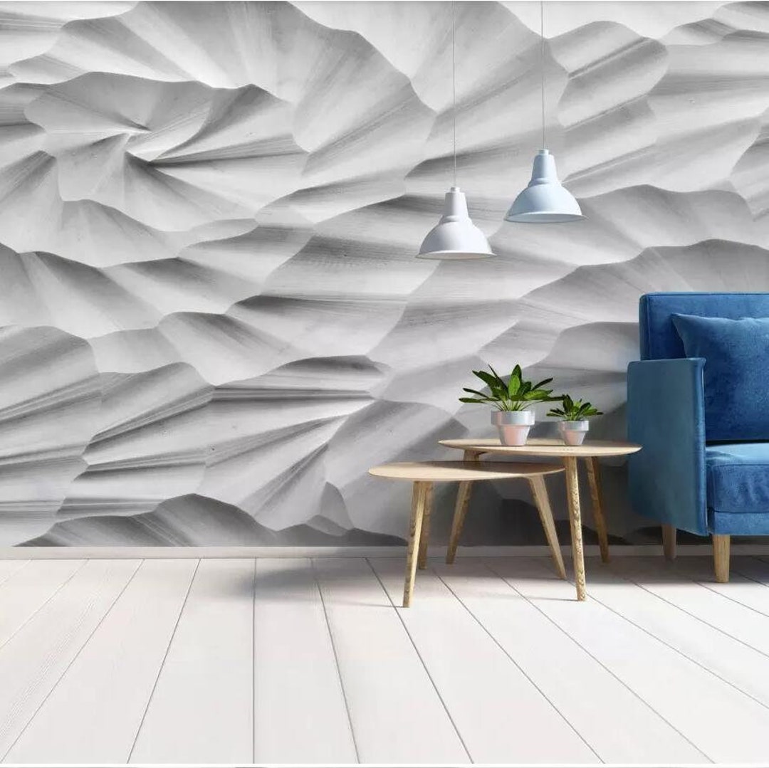Simple 3D White Geometry Stones Wallpaper Wall Murals Home Decor - Etsy