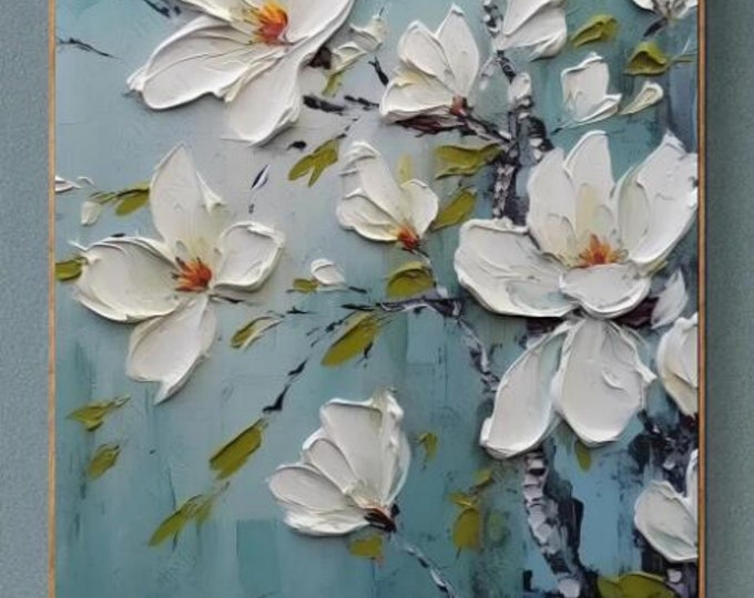 Magnolia Painting,original Oil Painting,magnolia Wall Decor,magnolia ...