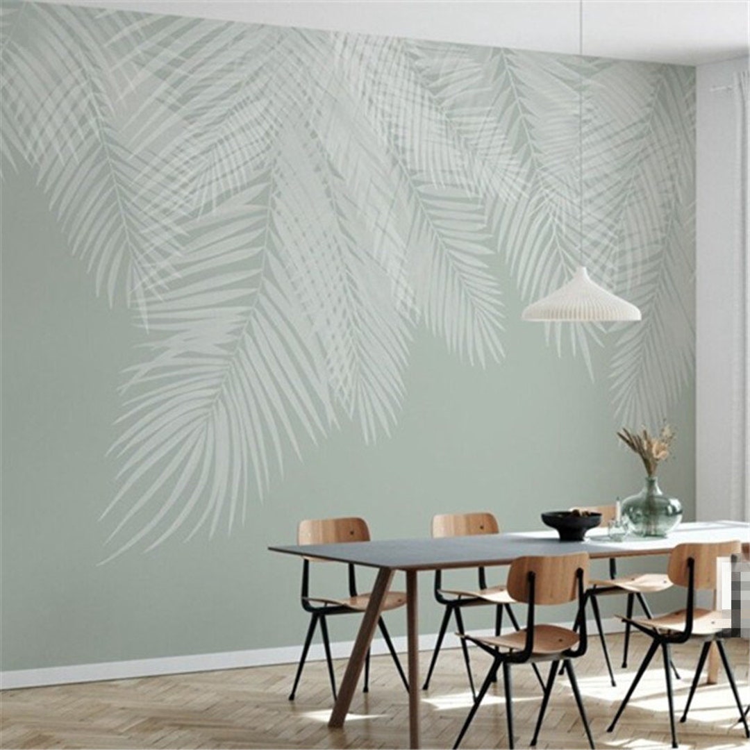 Simple Plam Leaf Wallpaper Wall Murals Wall Decor - Etsy