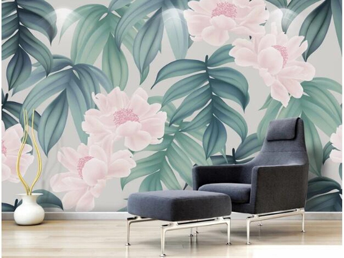 Custom Wall Mural Tropical Plants Wallpaper European Fresh | Etsy
