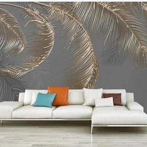 Tapete Wandbild Moderne Abstrakte Licht 3D Feder INS Golden Relief ...