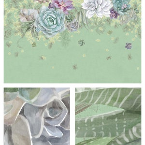 American Style Dark Background Succulent Plants Wallpaper, Floral Wall ...